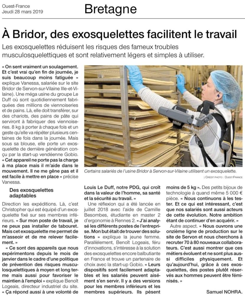 Nos solutions exosquelettes chez BRIDOR - Groupe Le Duff - GOBIO